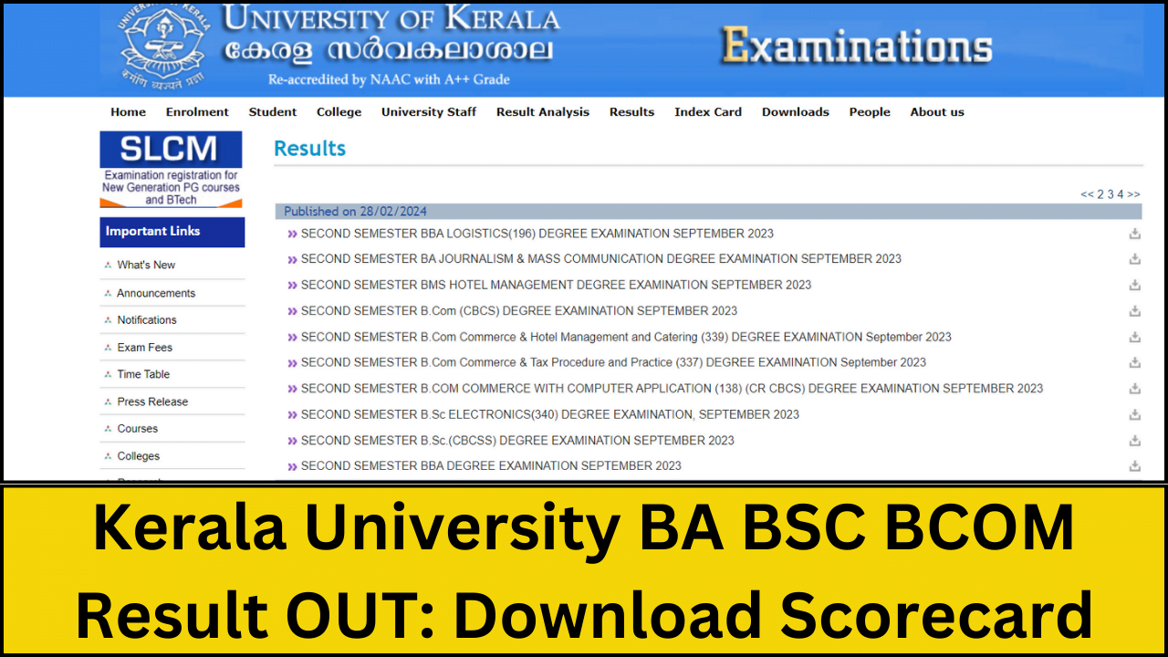 Kerala University BA BSC BCOM Result OUT: Download Scorecard at exams ... Kerala University BA BSC BCOM Result OUT: Download Scorecard at exams ...